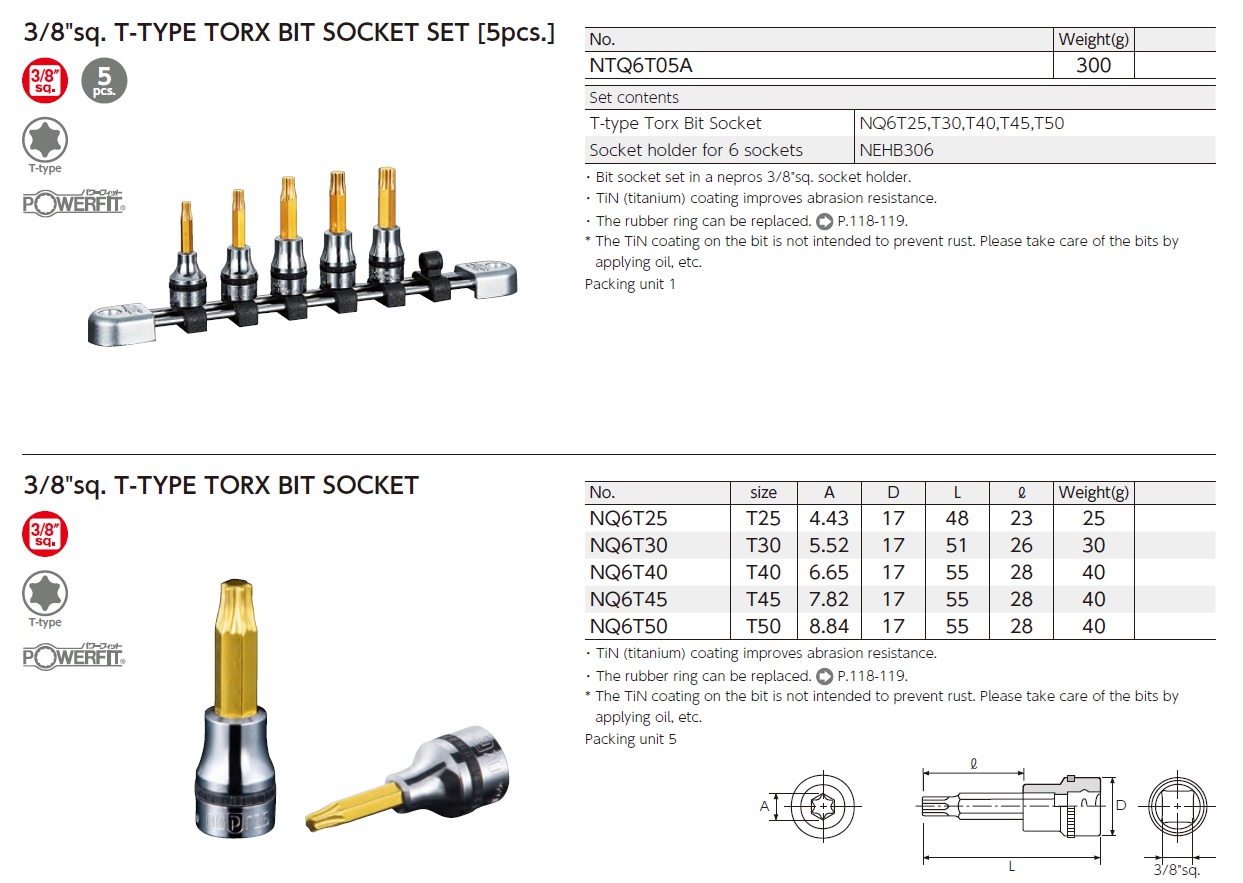 Ichiban Precision Sdn Bhd - KTC - KTC T-Type Torx Bit Socket Set